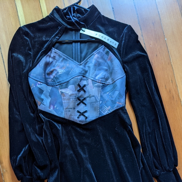 Punk Rave | Dresses | Punk Rave Gothic Cutout Splice Velvet Long Dress ...